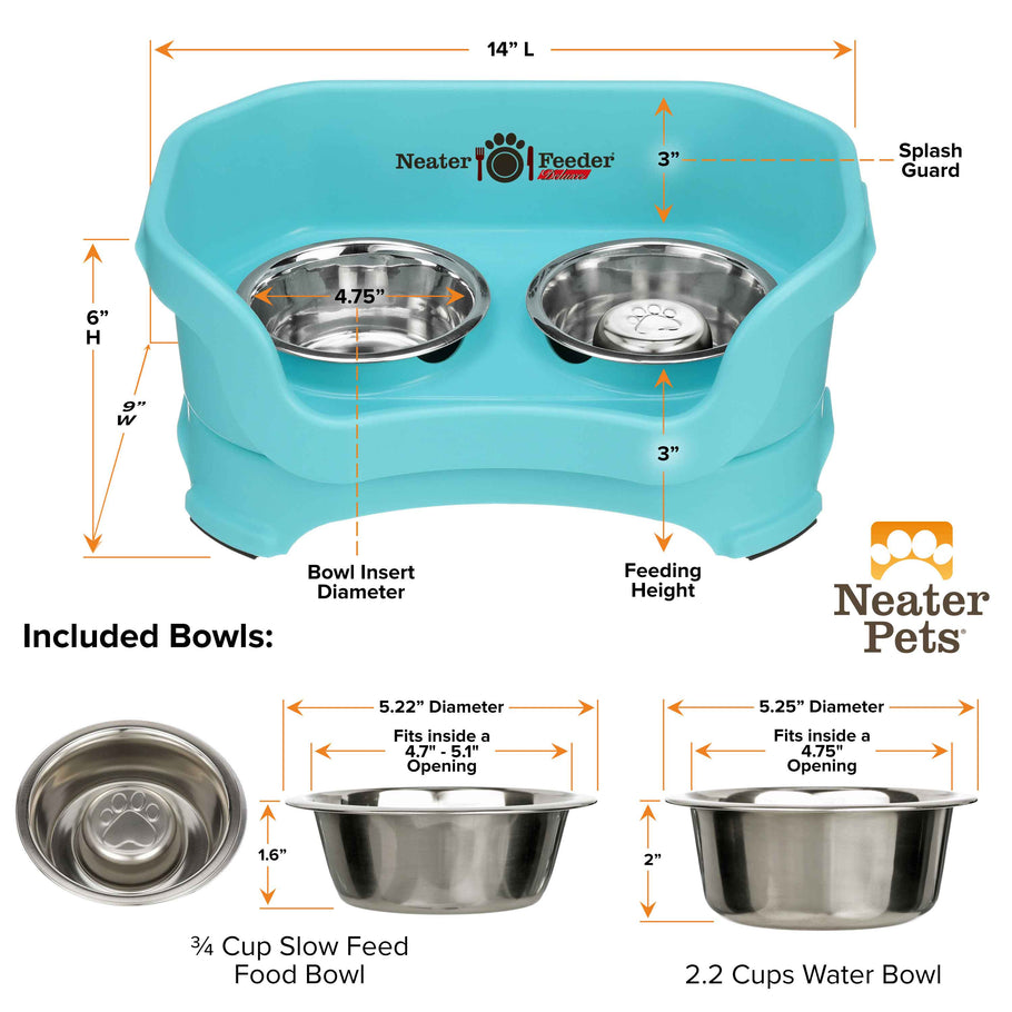 Neater Feeder Deluxe with Stainless Steel Slow Feed Bowl – Neater Pets